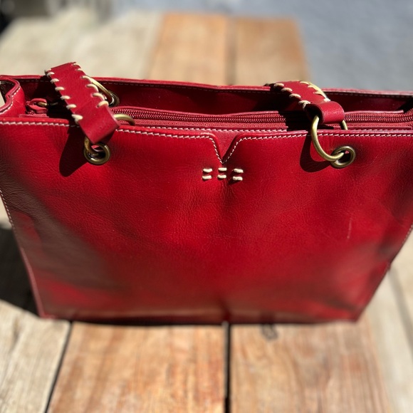 EGO | Bags | Ego Red Leather Tote With Gold Hardware | Poshmark
